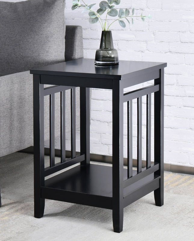 24" Olympia Slat Tall Wood End Table, Dark Wood Tall Side Table ...