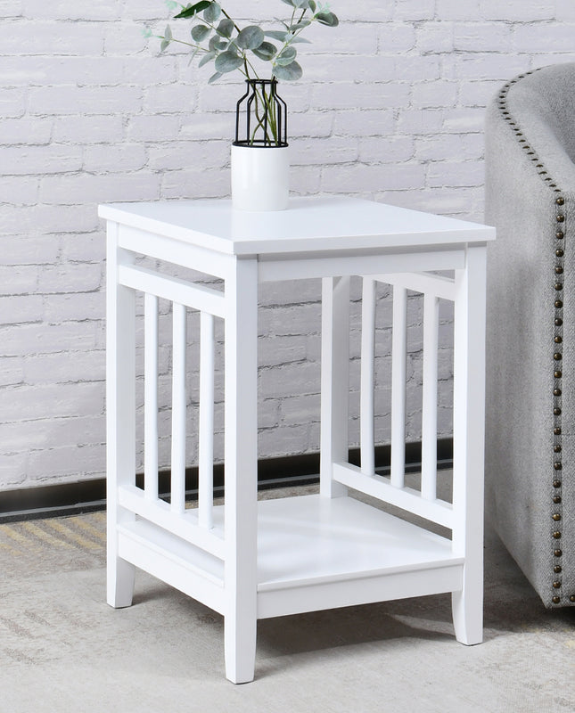 24" Olympia Slat Tall Wood End Table, Dark Wood Tall Side Table ...