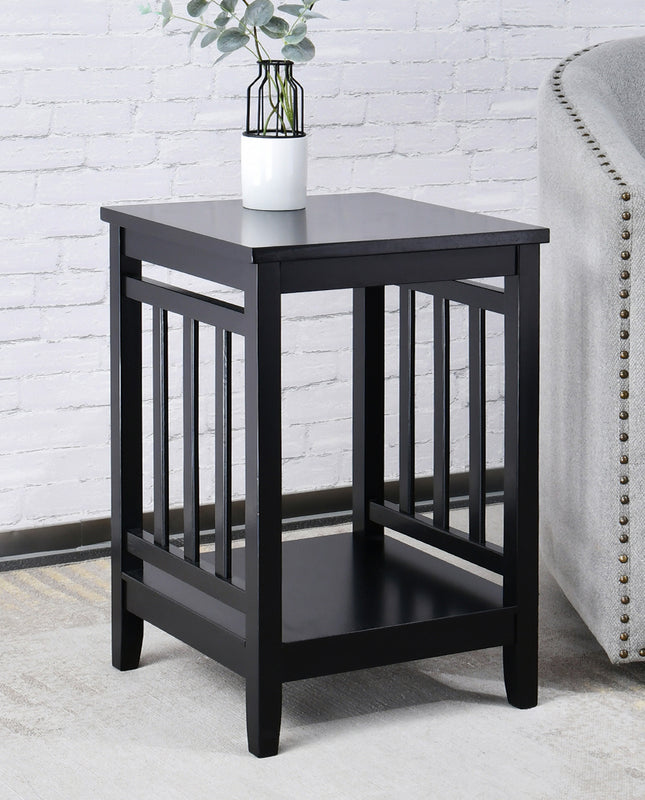 24" Olympia Slat Tall Wood End Table, Dark Wood Tall Side Table ...