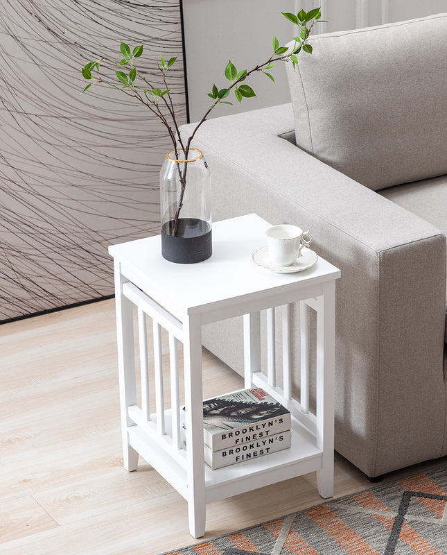 24" Olympia Slat Tall Wood End Table, Dark Wood Tall Side Table ...