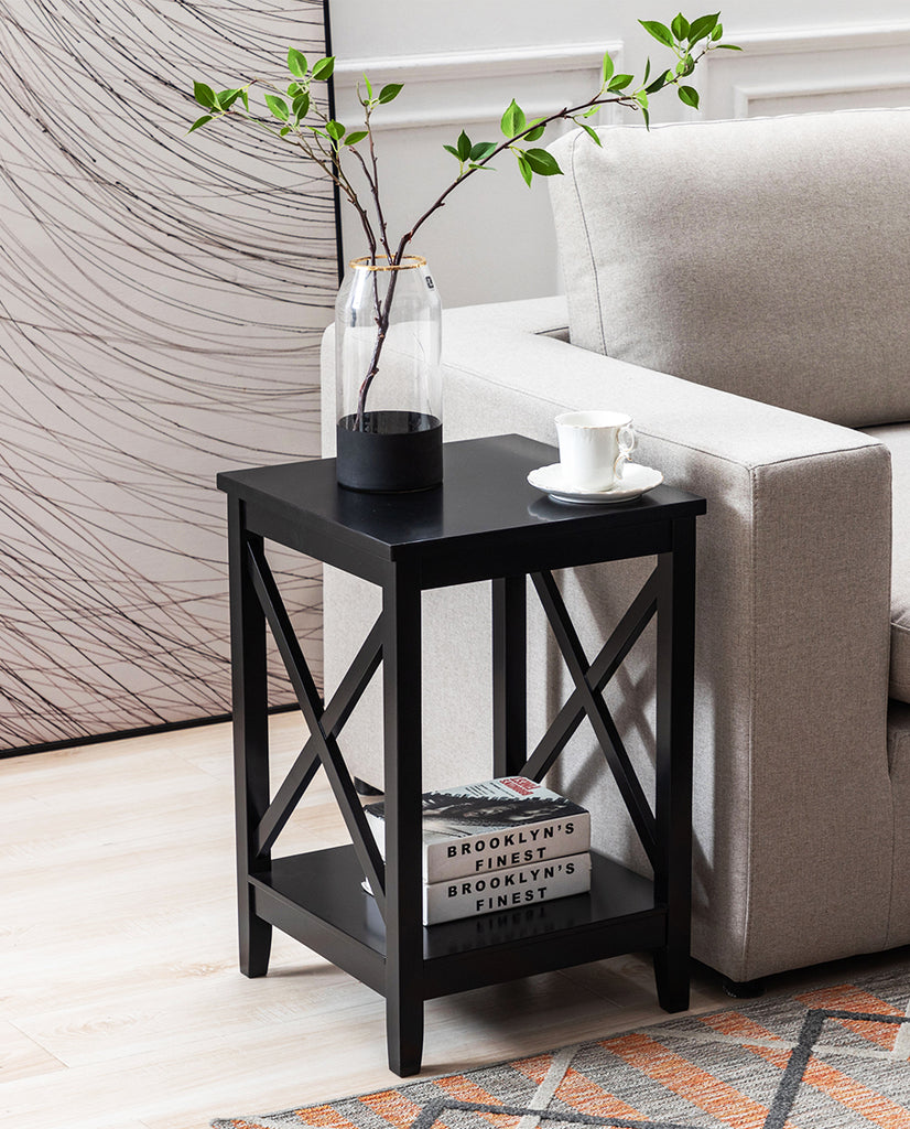 24" Visalia X-Side Tall Wood End Table, Accent Table - DUHOME – Duhome ...