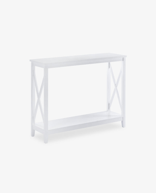 32" Holland X-Side Natural Solid Wood Console Table with Storage ...