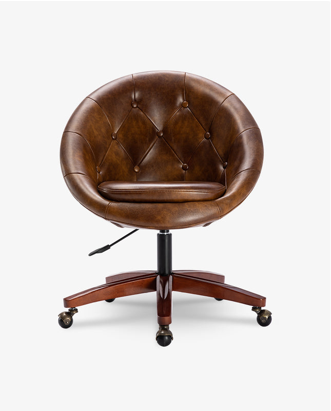 Washington DC Vintage Faux Leather Home Office Chair with Casters ...