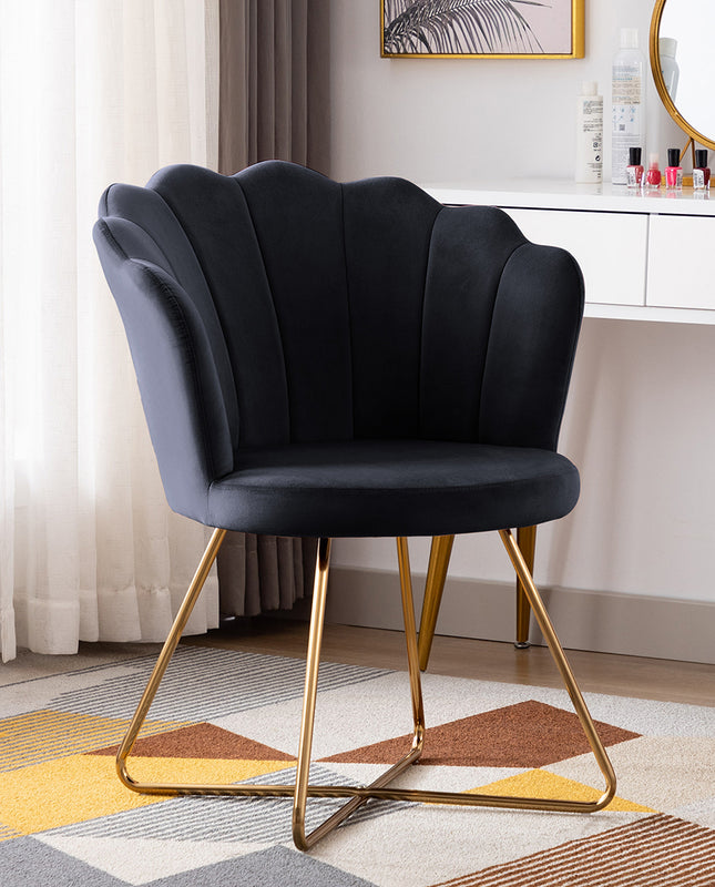 Los Angeles Seashell Lotus Crisscross Golden Legs Velvet Accent Chair ...
