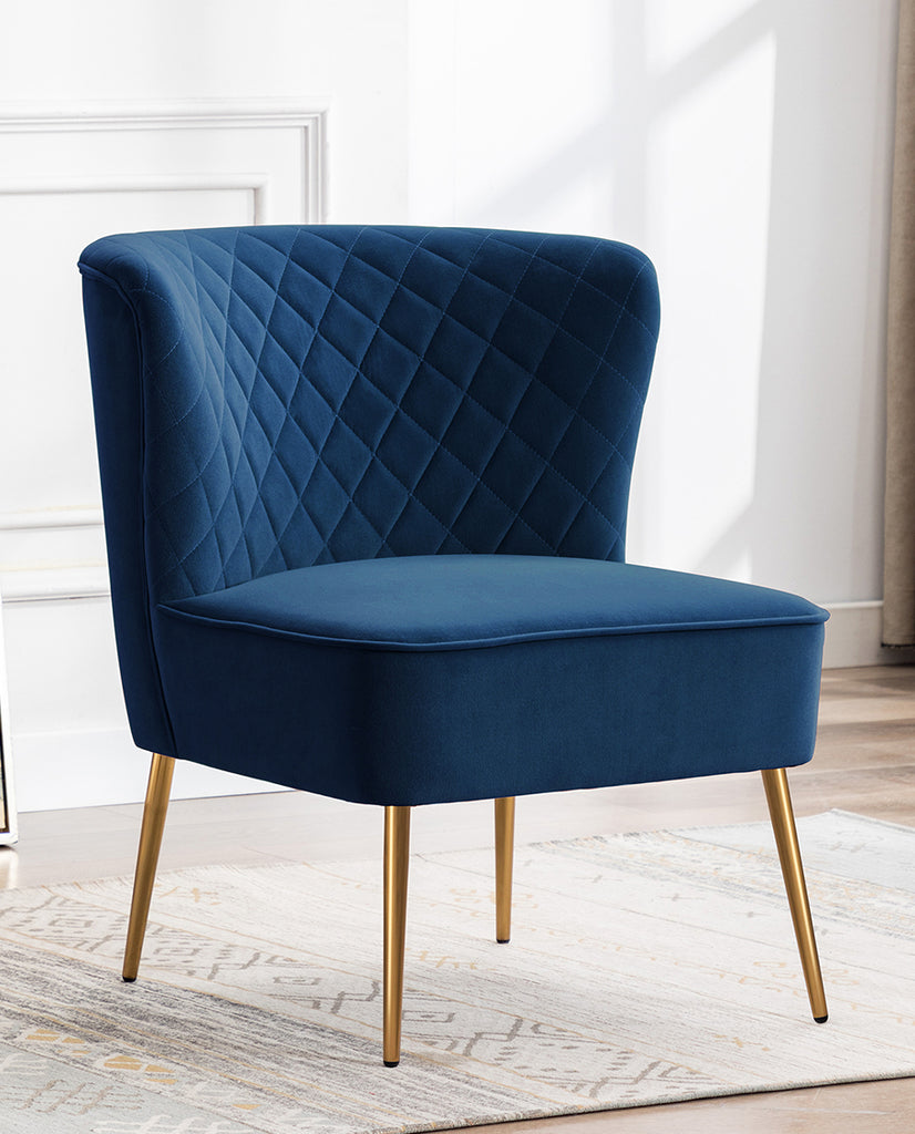 Wheeling Rhombus Velvet Sofa Slipper Accent Chair - DUHOME – Duhome ...