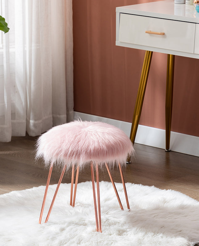 Orlando Fluffy Faux Fur Hairpin Legs Vanity Stool - DUHOME – Duhome ...