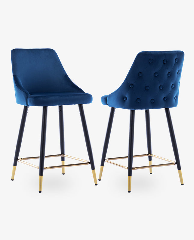 Saint Louis Button Tufted Back Velvet Bar Stools Set of 2 - DUHOME ...