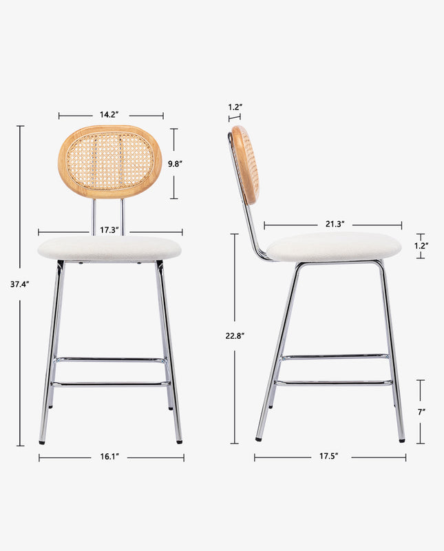 Surfside Cane Back Counter Stools Set of 2 - DUHOME – Duhome Furniture