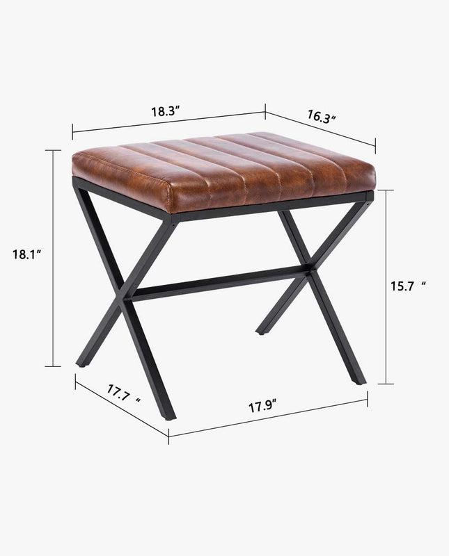 Macon Channel-Tufted Faux Leather X Bench - DUHOME – Duhome Furniture