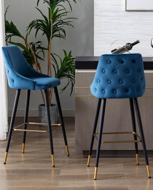 Saint Louis Button Tufted Back Velvet Bar Stools Set of 2 - DUHOME ...