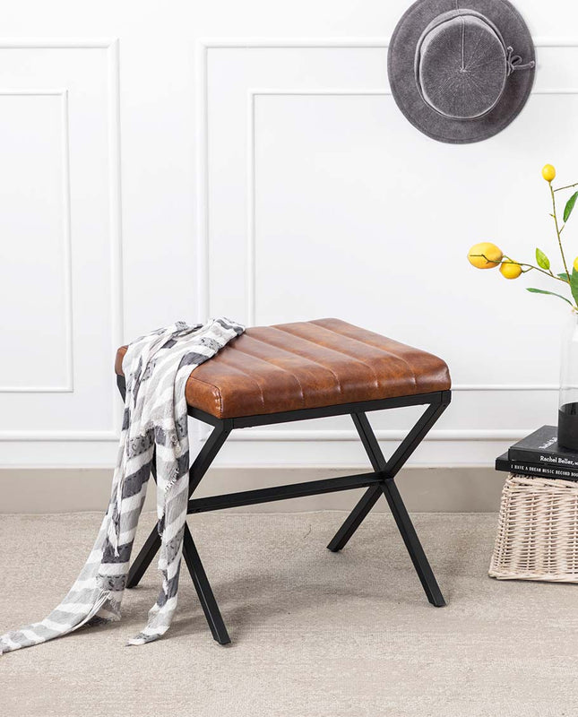 Macon Channel-Tufted Faux Leather X Bench - DUHOME – Duhome Furniture