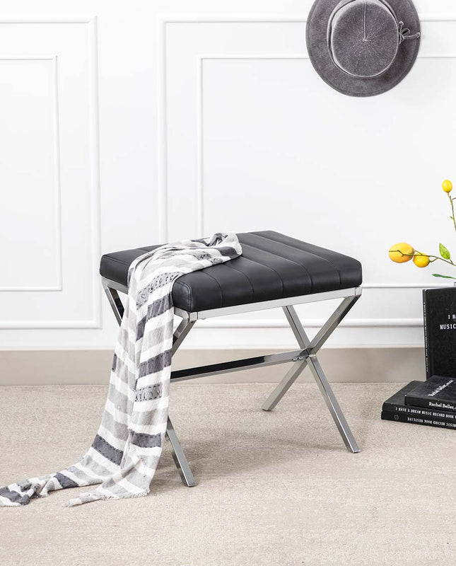 Macon Channel-Tufted Faux Leather X Bench - DUHOME – Duhome Furniture