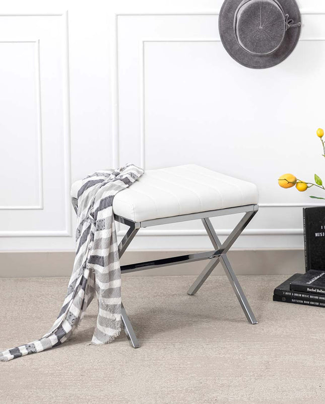 Macon Channel-Tufted Faux Leather X Bench - DUHOME – Duhome Furniture