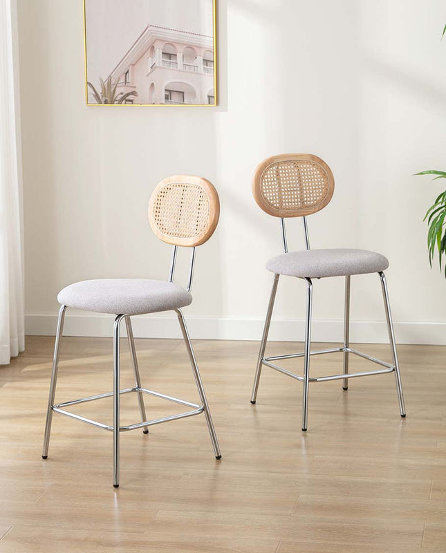 Surfside Cane Back Counter Stools Set of 2 - DUHOME – Duhome Furniture