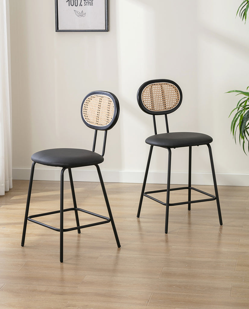 Kalamazoo Cane Back Counter Stools Set of 2 - DUHOME – Duhome Furniture