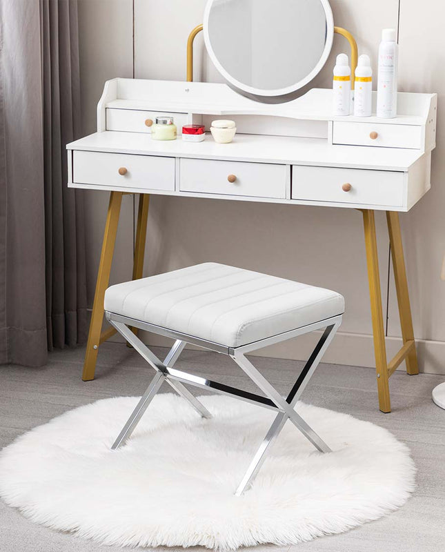 Macon Channel-Tufted Faux Leather X Bench - DUHOME – Duhome Furniture